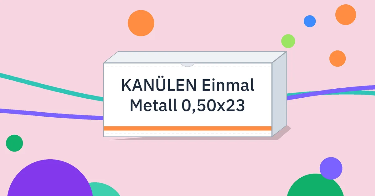 Symbolbild: Packung mit der Aufschrift KANÜLEN Einmal Metall 0,50x23 (PZN 01729499) – Verfügbarkeit und Bezug in Apotheken in Frankfurt am Main