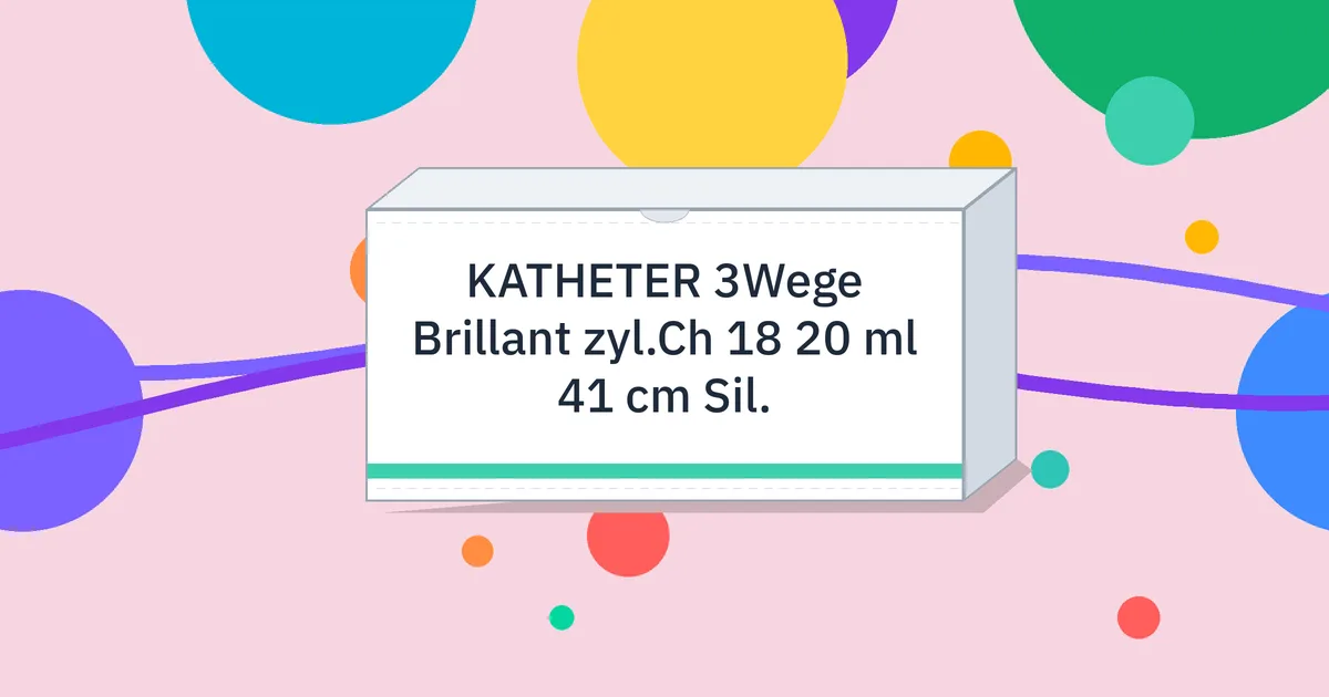 Symbolbild: Packung mit der Aufschrift KATHETER 3Wege Brillant zyl.Ch 18 20 ml 41 cm Sil. (PZN 09377410) – Verfügbarkeit und Bezug in Apotheken in Frankfurt am Main