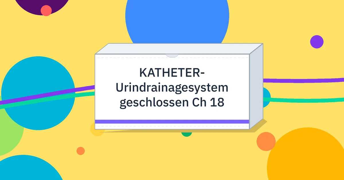 Symbolbild: Packung mit der Aufschrift KATHETER-Urindrainagesystem geschlossen Ch 18 (PZN 05035546) – Verfügbarkeit und Bezug in Apotheken in Frankfurt am Main