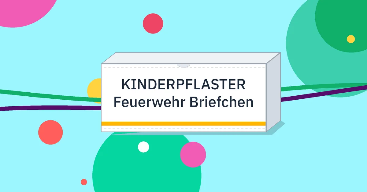 Symbolbild: Packung mit der Aufschrift KINDERPFLASTER Feuerwehr Briefchen (PZN 09078311) – Verfügbarkeit und Bezug in Apotheken in Frankfurt am Main