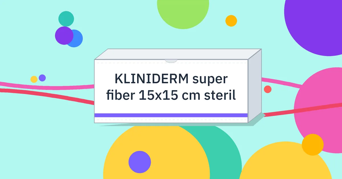 Symbolbild: Packung mit der Aufschrift KLINIDERM super fiber 15x15 cm steril (PZN 19860024) – Verfügbarkeit und Bezug in Apotheken in Frankfurt am Main