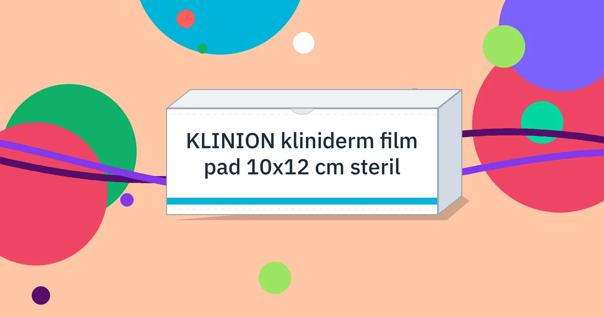 Symbolbild: Packung mit der Aufschrift KLINION kliniderm film pad 10x12 cm steril (PZN 19808584) – Verfügbarkeit und Bezug in Apotheken in Frankfurt am Main