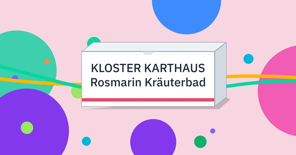 Symbolbild: Packung mit der Aufschrift KLOSTER KARTHAUS Rosmarin Kräuterbad (PZN 04883309) – Verfügbarkeit und Bezug in Apotheken in Frankfurt am Main