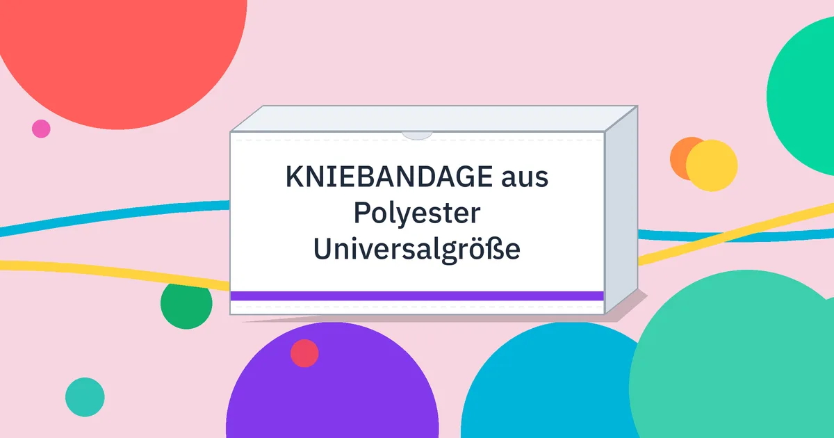 Symbolbild: Packung mit der Aufschrift KNIEBANDAGE aus Polyester Universalgröße (PZN 13057303) – Verfügbarkeit und Bezug in Apotheken in Frankfurt am Main