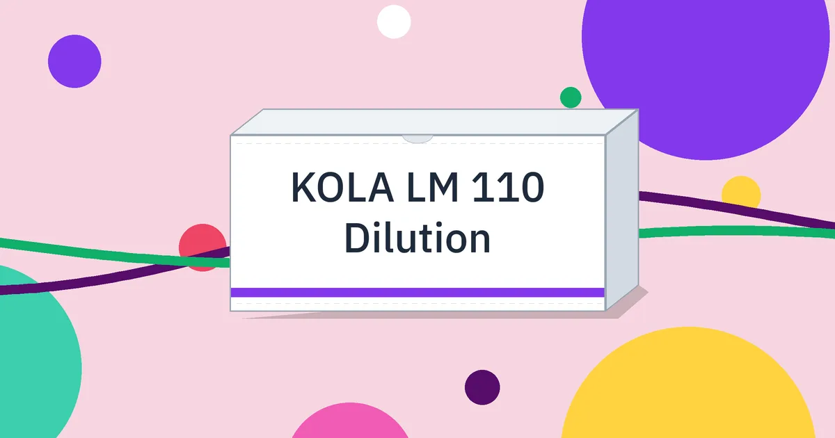Symbolbild: Packung mit der Aufschrift KOLA LM 110 Dilution (PZN 13519732) – Verfügbarkeit und Bezug in Apotheken in Frankfurt am Main