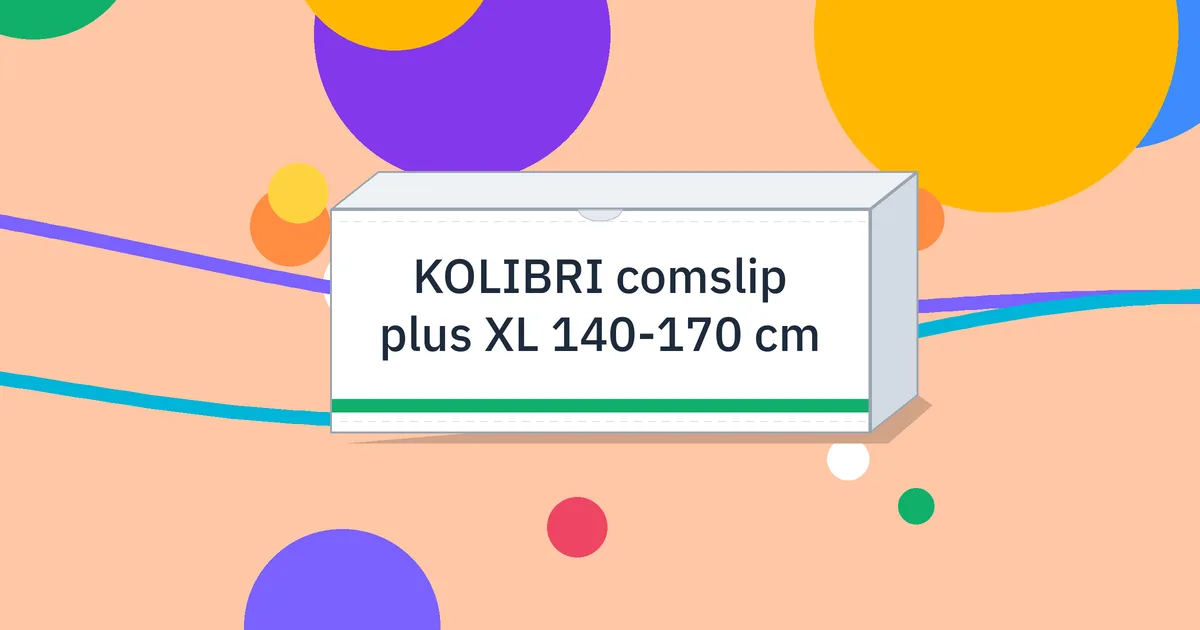 Symbolbild: Packung mit der Aufschrift KOLIBRI comslip plus XL 140-170 cm (PZN 11558952) – Verfügbarkeit und Bezug in Apotheken in Frankfurt am Main