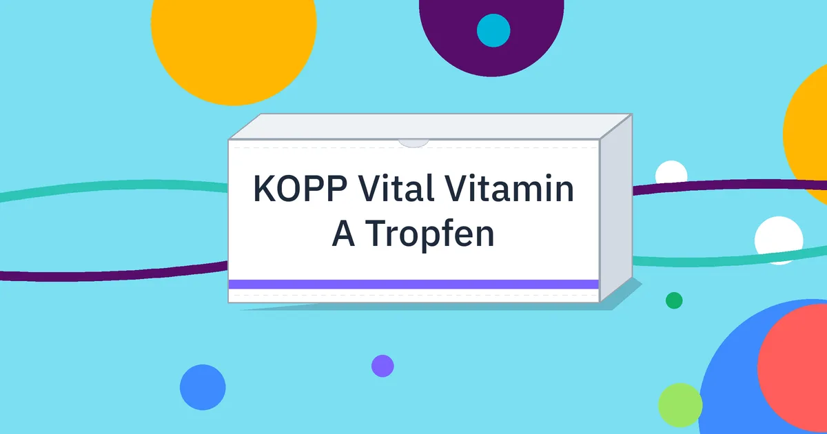 Symbolbild: Packung mit der Aufschrift KOPP Vital Vitamin A Tropfen (PZN 18811118) – Verfügbarkeit und Bezug in Apotheken in Frankfurt am Main