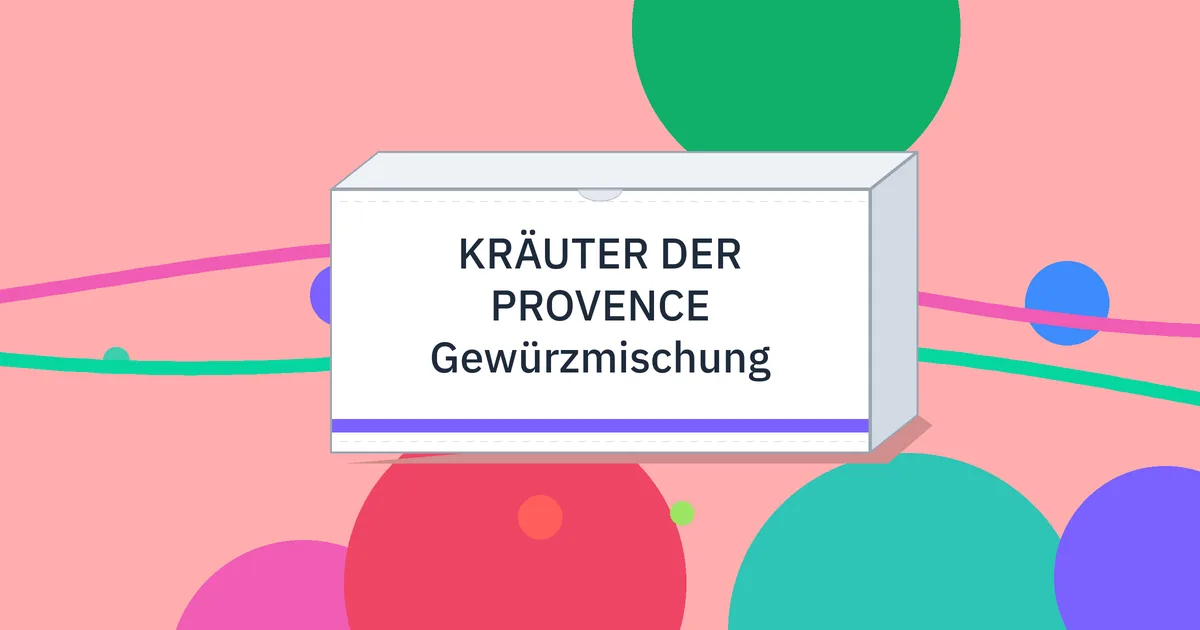Symbolbild: Packung mit der Aufschrift KRÄUTER DER PROVENCE Gewürzmischung (PZN 02843139) – Verfügbarkeit und Bezug in Apotheken in Frankfurt am Main