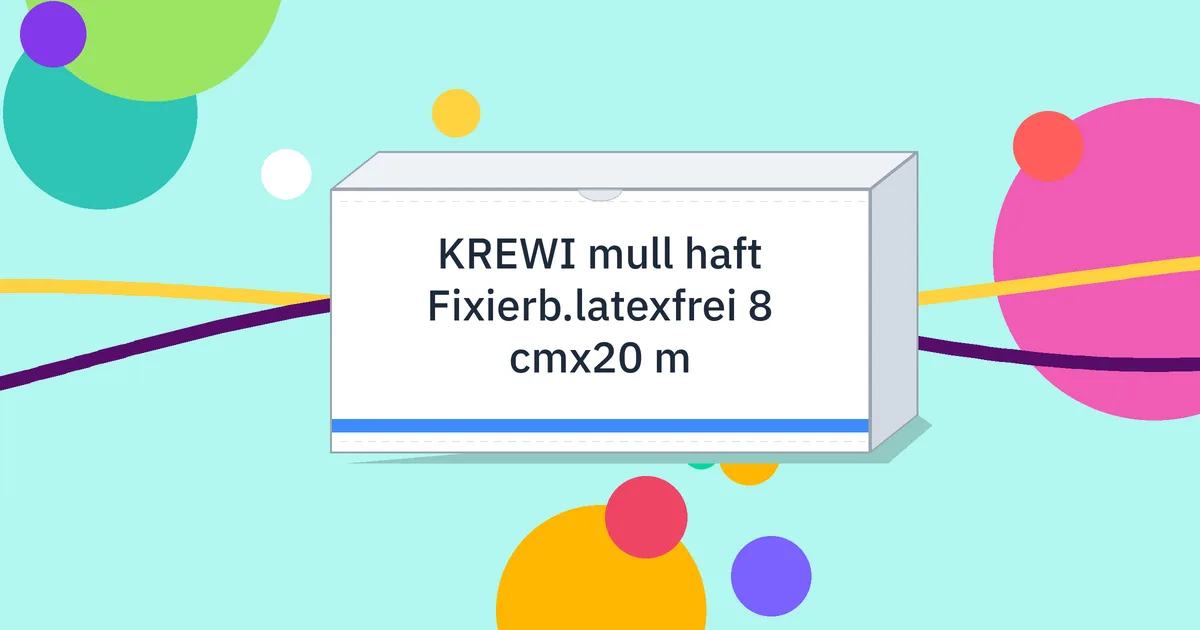 Symbolbild: Packung mit der Aufschrift KREWI mull haft Fixierb.latexfrei 8 cmx20 m (PZN 12374800) – Verfügbarkeit und Bezug in Apotheken in Frankfurt am Main