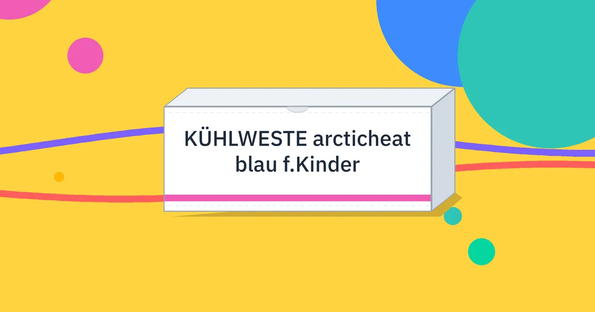 Symbolbild: Packung mit der Aufschrift KÜHLWESTE arcticheat blau f.Kinder (PZN 09230486) – Verfügbarkeit und Bezug in Apotheken in Frankfurt am Main