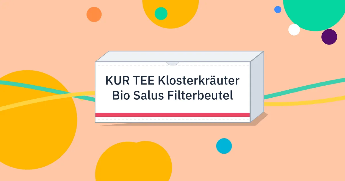 Symbolbild: Packung mit der Aufschrift KUR TEE Klosterkräuter Bio Salus Filterbeutel (PZN 05487509) – Verfügbarkeit und Bezug in Apotheken in Frankfurt am Main