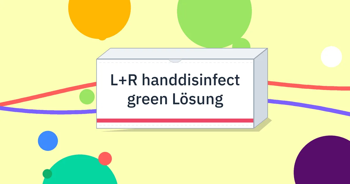 Symbolbild: Packung mit der Aufschrift L+R handdisinfect green Lösung (PZN 12370587) – Verfügbarkeit und Bezug in Apotheken in Frankfurt am Main