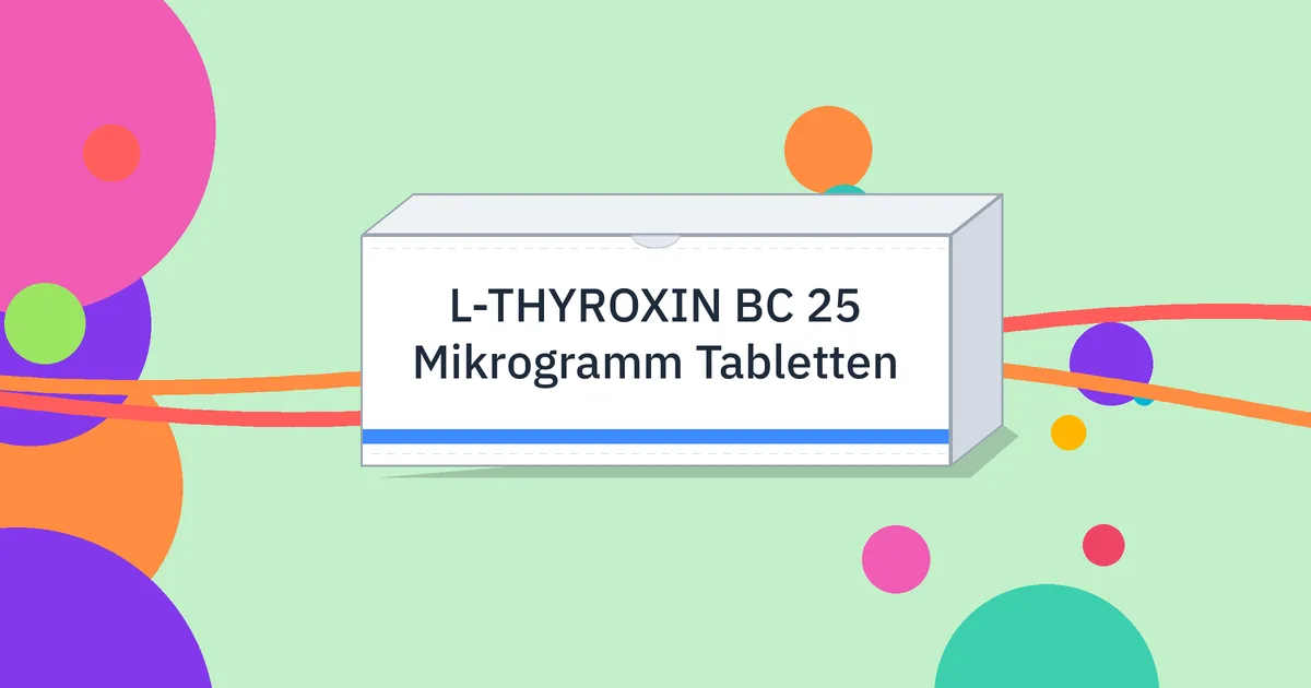Symbolbild: Packung mit der Aufschrift L-THYROXIN BC 25 Mikrogramm Tabletten (PZN 17627571) – Verfügbarkeit und Bezug in Apotheken in Frankfurt am Main