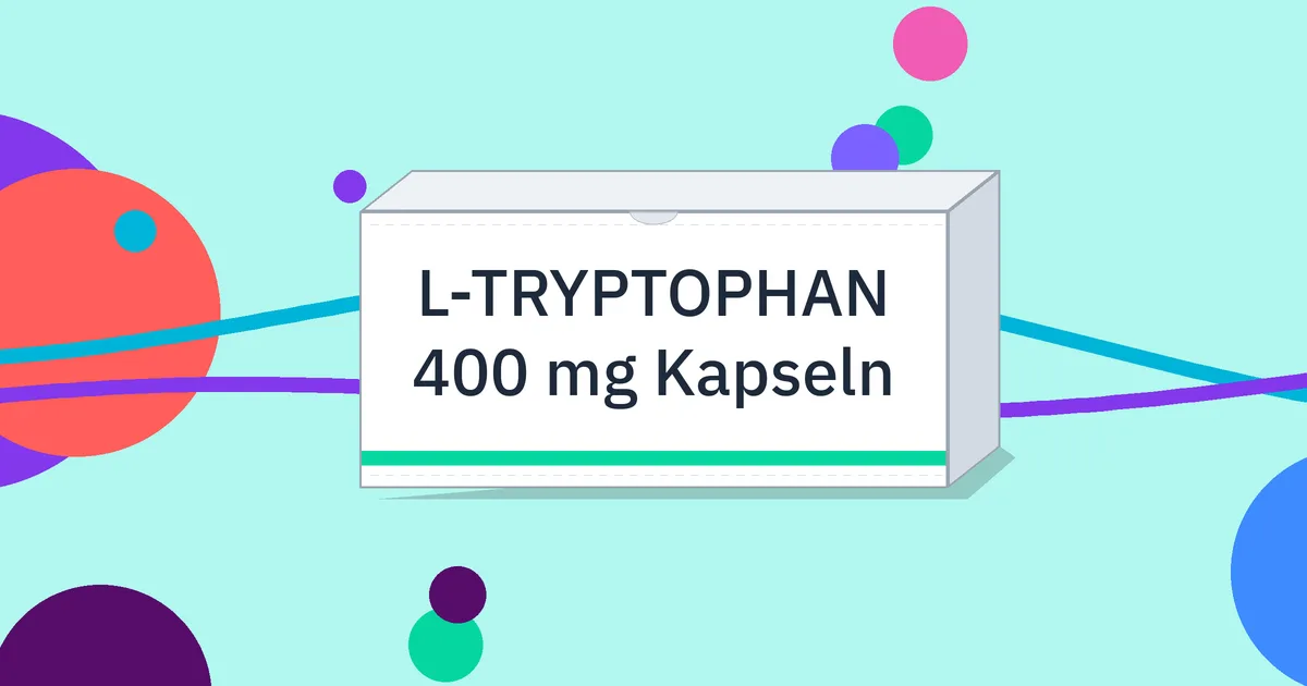 Symbolbild: Packung mit der Aufschrift L-TRYPTOPHAN 400 mg Kapseln (PZN 10204175) – Verfügbarkeit und Bezug in Apotheken in Frankfurt am Main