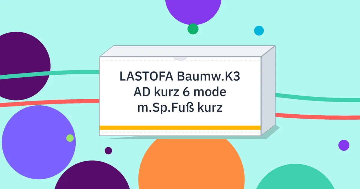 Symbolbild: Packung mit der Aufschrift LASTOFA Baumw.K3 AD kurz 6 mode m.Sp.Fuß kurz (PZN 01953647) – Verfügbarkeit und Bezug in Apotheken in Frankfurt am Main