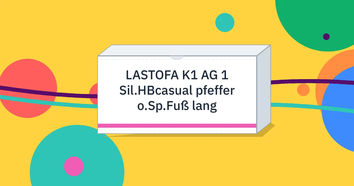 Symbolbild: Packung mit der Aufschrift LASTOFA K1 AG 1 Sil.HBcasual pfeffer o.Sp.Fuß lang (PZN 14147853) – Verfügbarkeit und Bezug in Apotheken in Frankfurt am Main
