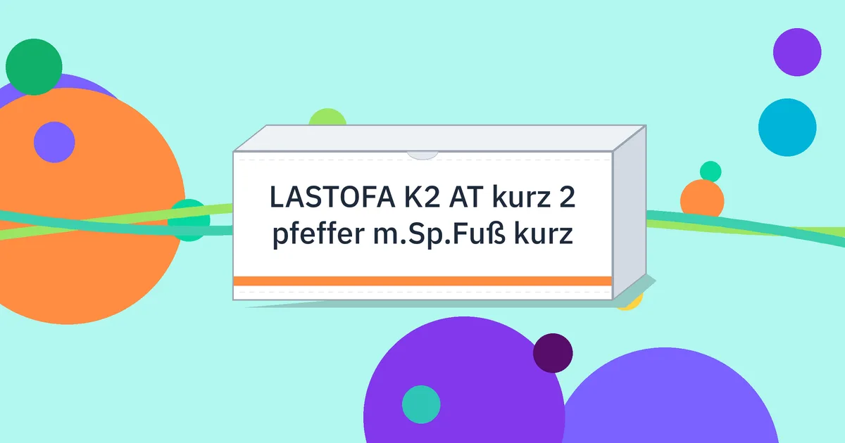 Symbolbild: Packung mit der Aufschrift LASTOFA K2 AT kurz 2 pfeffer m.Sp.Fuß kurz (PZN 13808844) – Verfügbarkeit und Bezug in Apotheken in Frankfurt am Main