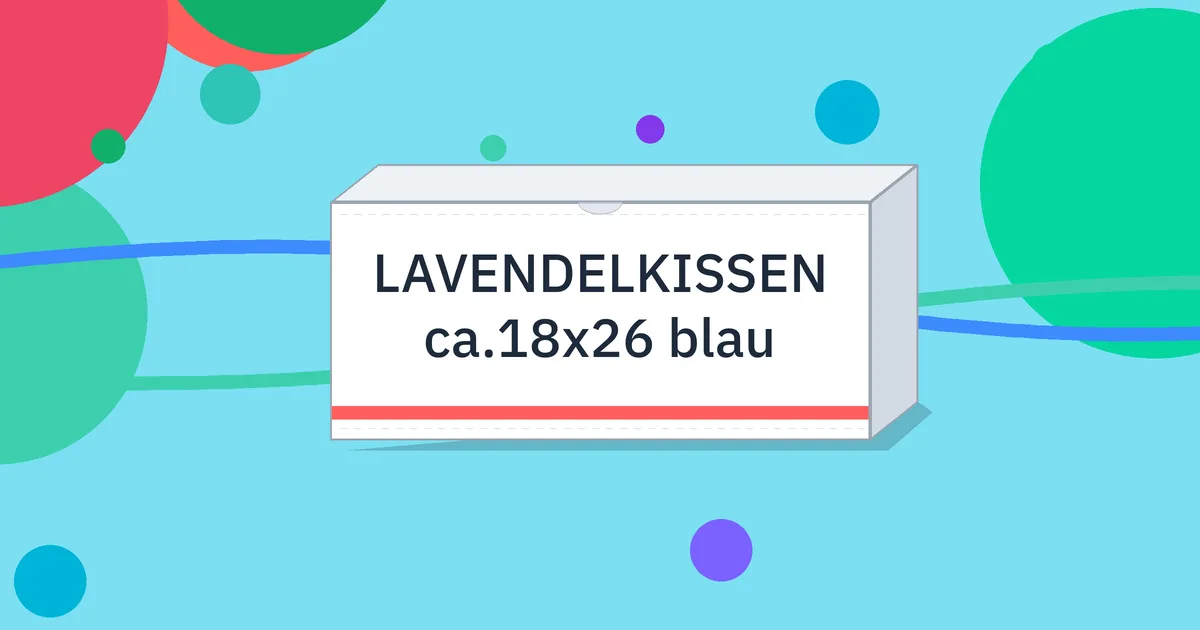 Symbolbild: Packung mit der Aufschrift LAVENDELKISSEN ca.18x26 blau (PZN 16619598) – Verfügbarkeit und Bezug in Apotheken in Frankfurt am Main