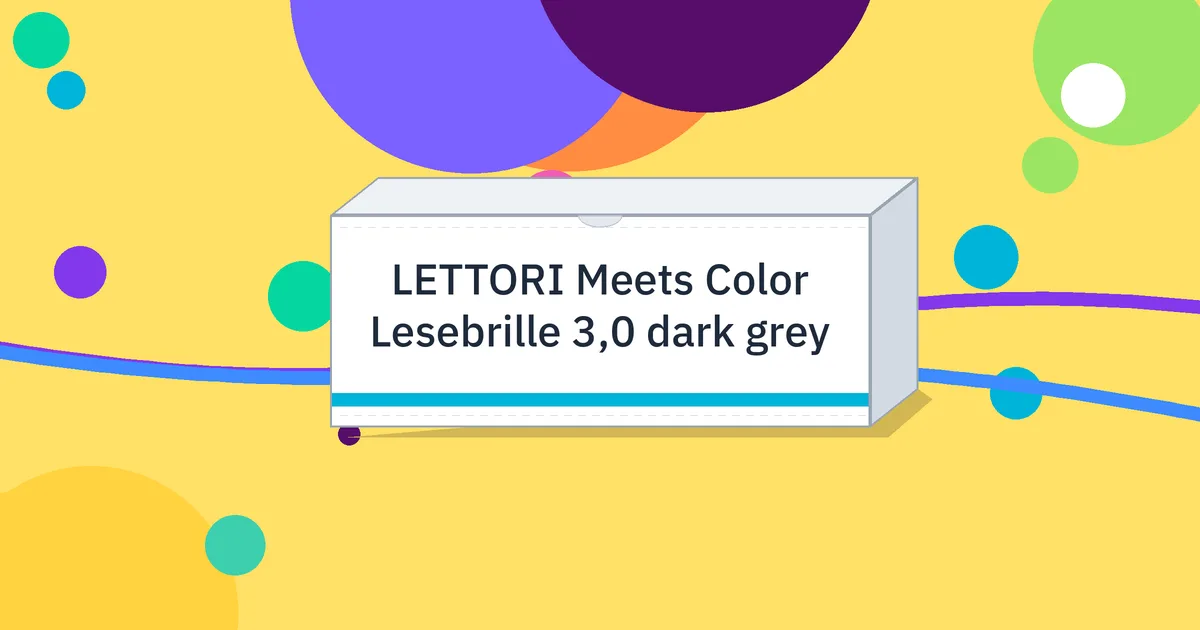 Symbolbild: Packung mit der Aufschrift LETTORI Meets Color Lesebrille 3,0 dark grey (PZN 11141979) – Verfügbarkeit und Bezug in Apotheken in Frankfurt am Main