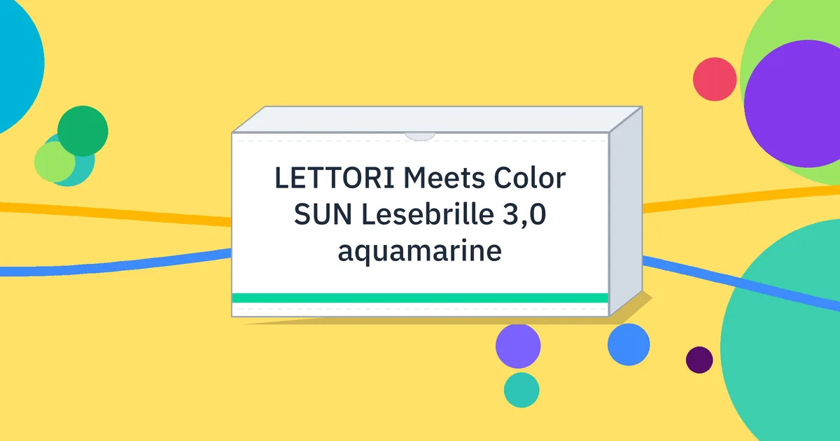 Symbolbild: Packung mit der Aufschrift LETTORI Meets Color SUN Lesebrille 3,0 aquamarine (PZN 11162757) – Verfügbarkeit und Bezug in Apotheken in Frankfurt am Main