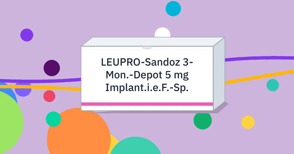 Symbolbild: Packung mit der Aufschrift LEUPRO-Sandoz 3-Mon.-Depot 5 mg Implant.i.e.F.-Sp. (PZN 19694123) – Verfügbarkeit und Bezug in Apotheken in Frankfurt am Main