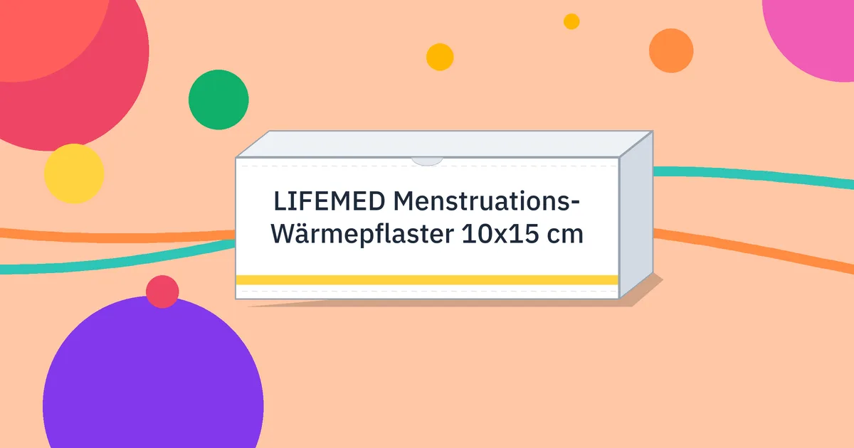 Symbolbild: Packung mit der Aufschrift LIFEMED Menstruations-Wärmepflaster 10x15 cm (PZN 19284299) – Verfügbarkeit und Bezug in Apotheken in Frankfurt am Main