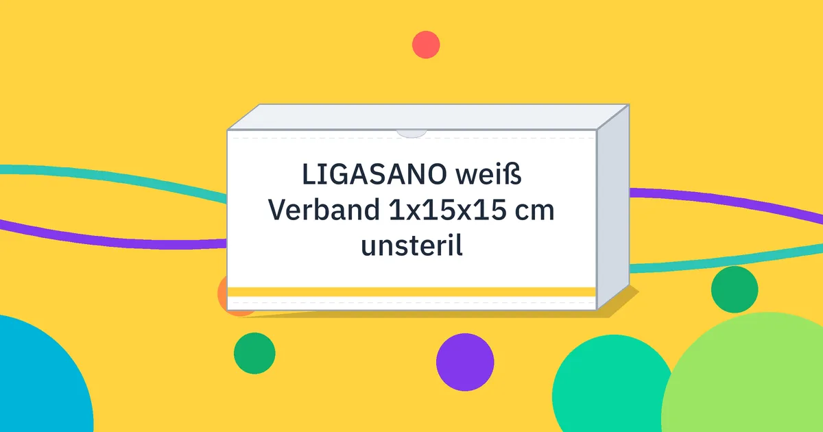 Symbolbild: Packung mit der Aufschrift LIGASANO weiß Verband 1x15x15 cm unsteril (PZN 20171821) – Verfügbarkeit und Bezug in Apotheken in Frankfurt am Main