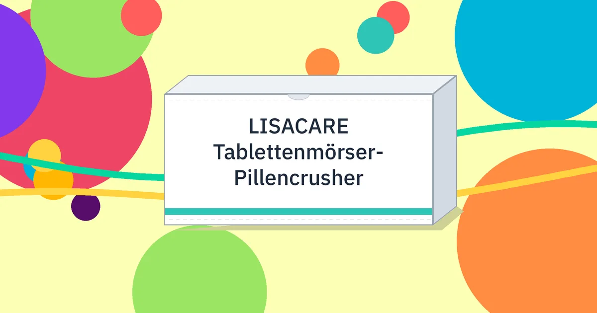 Symbolbild: Packung mit der Aufschrift LISACARE Tablettenmörser-Pillencrusher (PZN 19821975) – Verfügbarkeit und Bezug in Apotheken in Frankfurt am Main