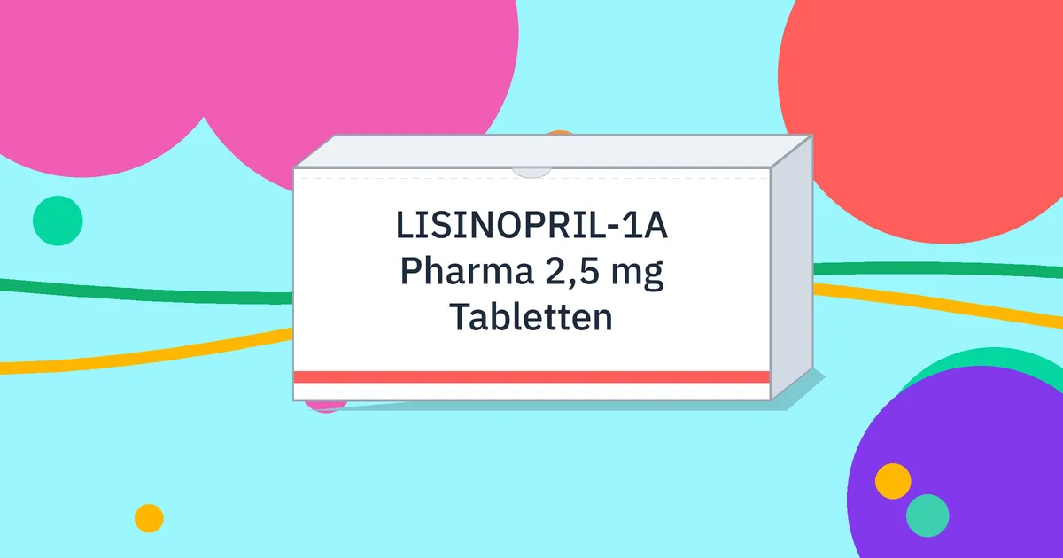 Symbolbild: Packung mit der Aufschrift LISINOPRIL-1A Pharma 2,5 mg Tabletten (PZN 10125079) – Verfügbarkeit und Bezug in Apotheken in Frankfurt am Main