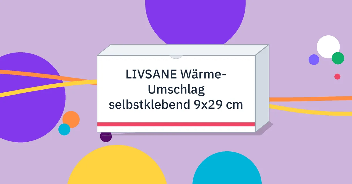 Symbolbild: Packung mit der Aufschrift LIVSANE Wärme-Umschlag selbstklebend 9x29 cm (PZN 17820003) – Verfügbarkeit und Bezug in Apotheken in Frankfurt am Main