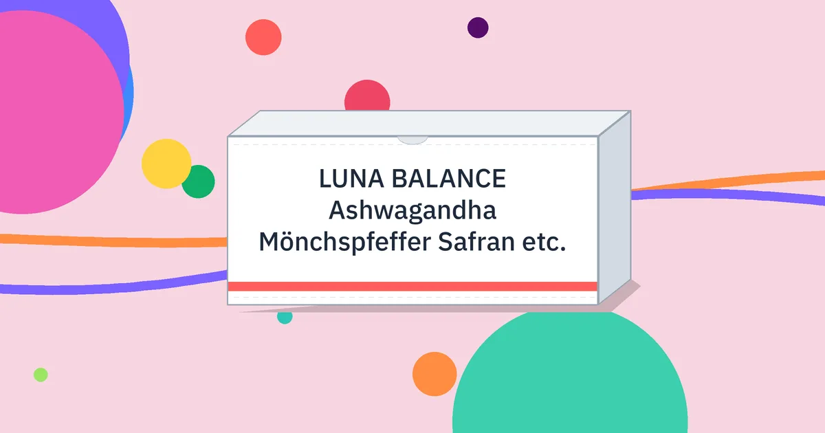 Symbolbild: Packung mit der Aufschrift LUNA BALANCE Ashwagandha Mönchspfeffer Safran etc. (PZN 20869042) – Verfügbarkeit und Bezug in Apotheken in Frankfurt am Main