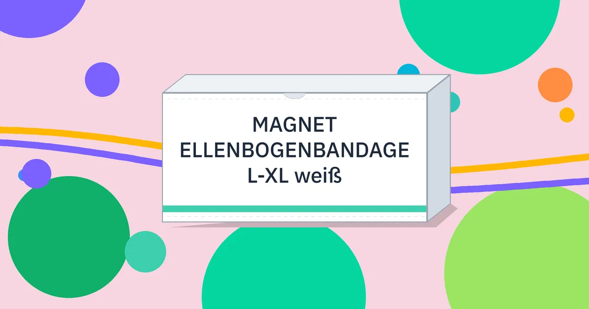 Symbolbild: Packung mit der Aufschrift MAGNET ELLENBOGENBANDAGE L-XL weiß (PZN 20136285) – Verfügbarkeit und Bezug in Apotheken in Frankfurt am Main