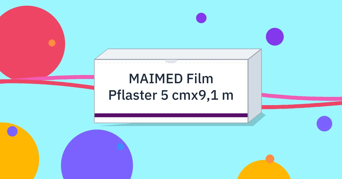 Symbolbild: Packung mit der Aufschrift MAIMED Film Pflaster 5 cmx9,1 m (PZN 02207863) – Verfügbarkeit und Bezug in Apotheken in Frankfurt am Main