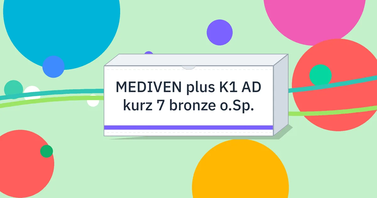 Symbolbild: Packung mit der Aufschrift MEDIVEN plus K1 AD kurz 7 bronze o.Sp. (PZN 15044606) – Verfügbarkeit und Bezug in Apotheken in Frankfurt am Main