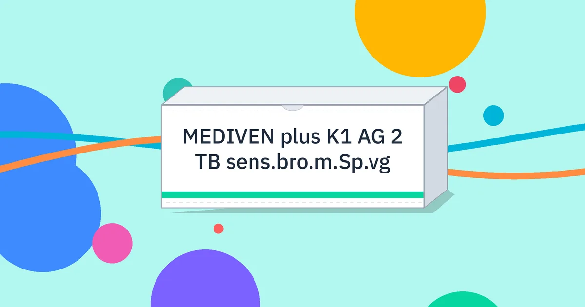 Symbolbild: Packung mit der Aufschrift MEDIVEN plus K1 AG 2 TB sens.bro.m.Sp.vg (PZN 15064460) – Verfügbarkeit und Bezug in Apotheken in Frankfurt am Main