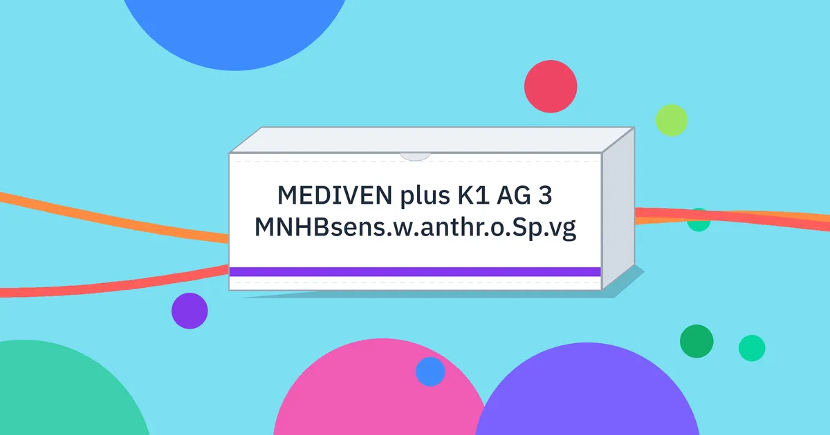 Symbolbild: Packung mit der Aufschrift MEDIVEN plus K1 AG 3 MNHBsens.w.anthr.o.Sp.vg (PZN 15918092) – Verfügbarkeit und Bezug in Apotheken in Frankfurt am Main