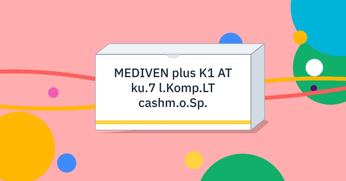 Symbolbild: Packung mit der Aufschrift MEDIVEN plus K1 AT ku.7 l.Komp.LT cashm.o.Sp. (PZN 15029038) – Verfügbarkeit und Bezug in Apotheken in Frankfurt am Main