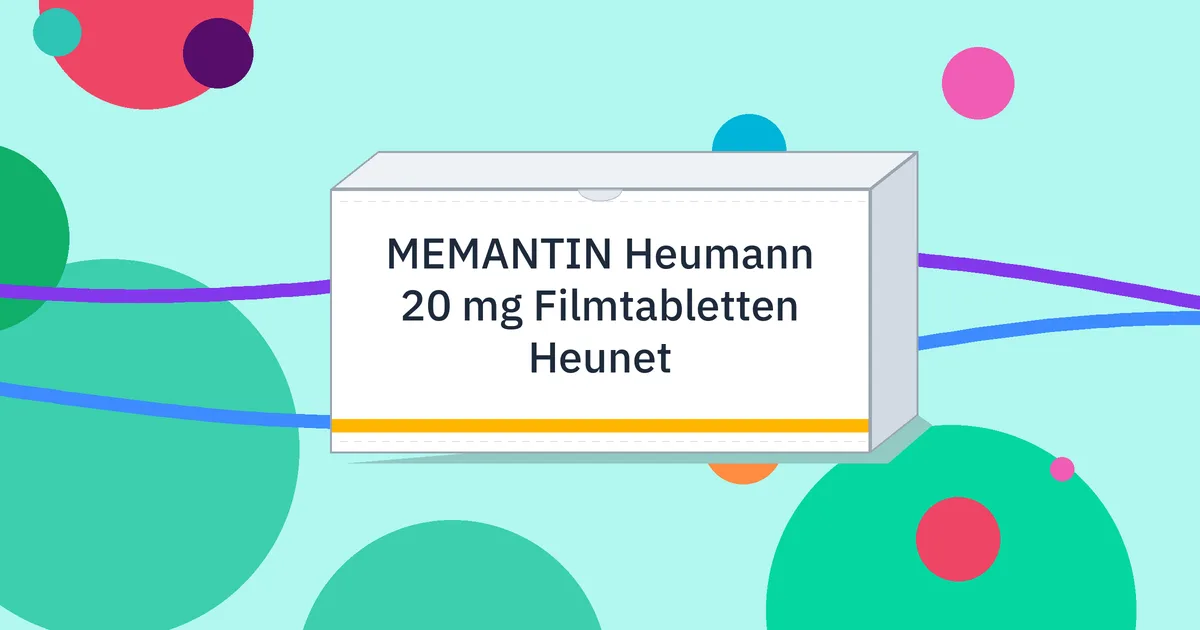 Symbolbild: Packung mit der Aufschrift MEMANTIN Heumann 20 mg Filmtabletten Heunet (PZN 16060582) – Verfügbarkeit und Bezug in Apotheken in Frankfurt am Main