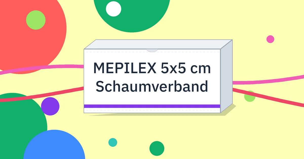 Symbolbild: Packung mit der Aufschrift MEPILEX 5x5 cm Schaumverband (PZN 17163893) – Verfügbarkeit und Bezug in Apotheken in Frankfurt am Main