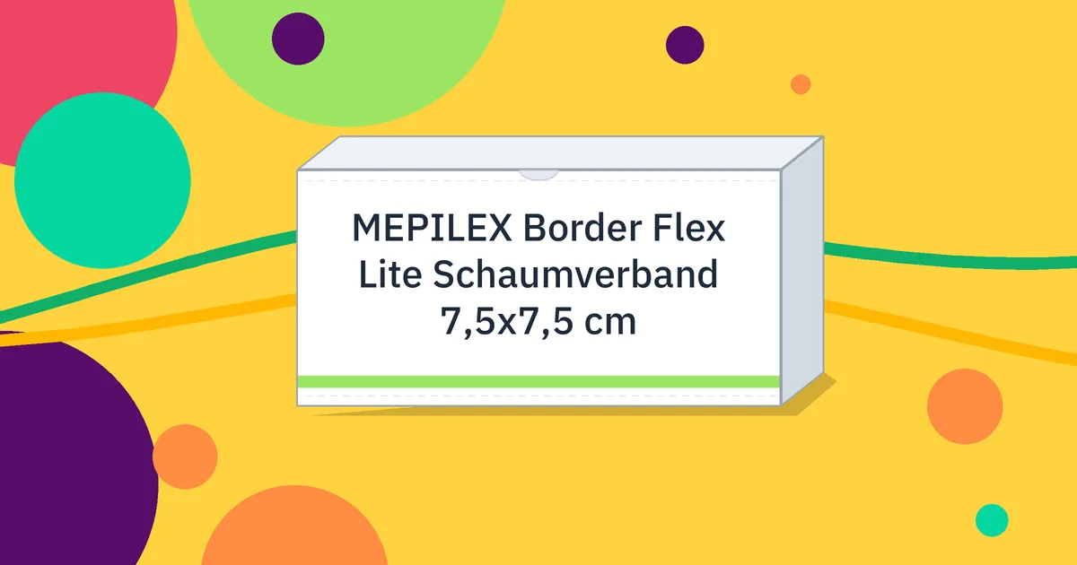 Symbolbild: Packung mit der Aufschrift MEPILEX Border Flex Lite Schaumverband 7,5x7,5 cm (PZN 18719306) – Verfügbarkeit und Bezug in Apotheken in Frankfurt am Main