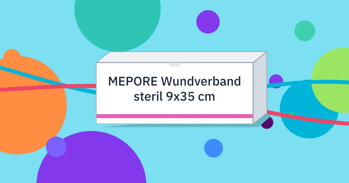 Symbolbild: Packung mit der Aufschrift MEPORE Wundverband steril 9x35 cm (PZN 05868097) – Verfügbarkeit und Bezug in Apotheken in Frankfurt am Main