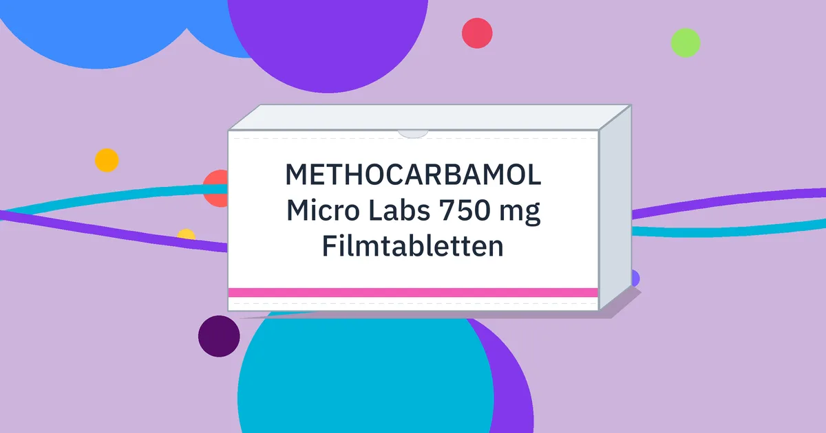 Symbolbild: Packung mit der Aufschrift METHOCARBAMOL Micro Labs 750 mg Filmtabletten (PZN 19236596) – Verfügbarkeit und Bezug in Apotheken in Frankfurt am Main