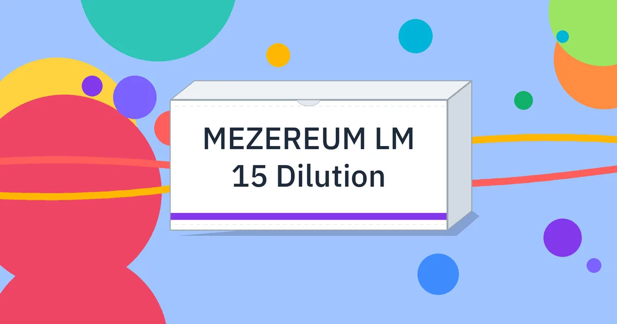 Symbolbild: Packung mit der Aufschrift MEZEREUM LM 15 Dilution (PZN 12956229) – Verfügbarkeit und Bezug in Apotheken in Frankfurt am Main