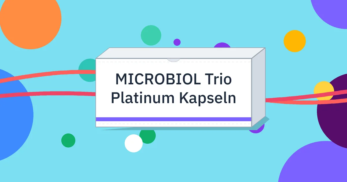 Symbolbild: Packung mit der Aufschrift MICROBIOL Trio Platinum Kapseln (PZN 17965546) – Verfügbarkeit und Bezug in Apotheken in Frankfurt am Main