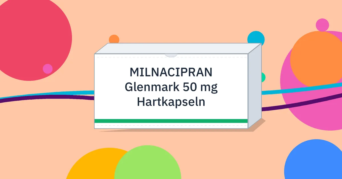 Symbolbild: Packung mit der Aufschrift MILNACIPRAN Glenmark 50 mg Hartkapseln (PZN 18775782) – Verfügbarkeit und Bezug in Apotheken in Frankfurt am Main