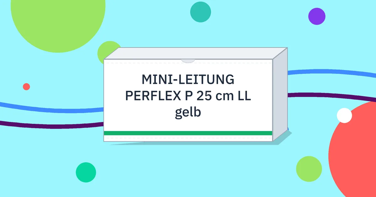Symbolbild: Packung mit der Aufschrift MINI-LEITUNG PERFLEX P 25 cm LL gelb (PZN 17487822) – Verfügbarkeit und Bezug in Apotheken in Frankfurt am Main