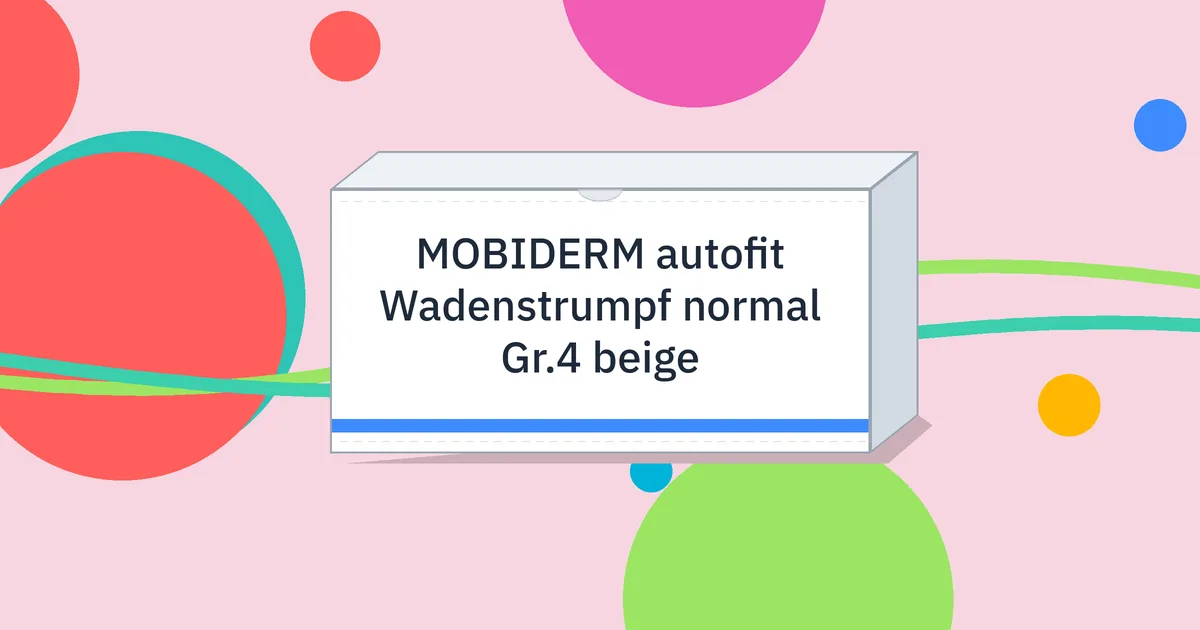 Symbolbild: Packung mit der Aufschrift MOBIDERM autofit Wadenstrumpf normal Gr.4 beige (PZN 13970042) – Verfügbarkeit und Bezug in Apotheken in Frankfurt am Main