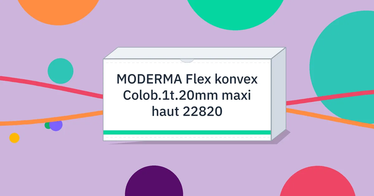 Symbolbild: Packung mit der Aufschrift MODERMA Flex konvex Colob.1t.20mm maxi haut 22820 (PZN 04194716) – Verfügbarkeit und Bezug in Apotheken in Frankfurt am Main