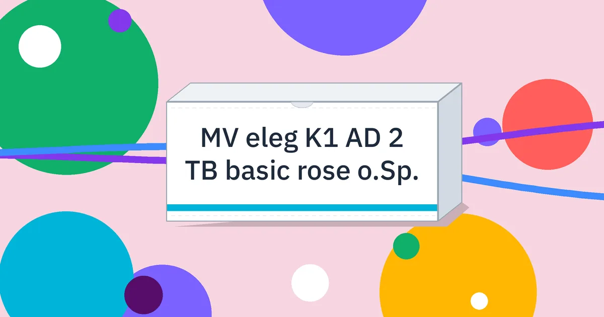 Symbolbild: Packung mit der Aufschrift MV eleg K1 AD 2 TB basic rose o.Sp. (PZN 14686314) – Verfügbarkeit und Bezug in Apotheken in Frankfurt am Main