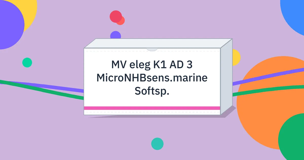 Symbolbild: Packung mit der Aufschrift MV eleg K1 AD 3 MicroNHBsens.marine Softsp. (PZN 15670232) – Verfügbarkeit und Bezug in Apotheken in Frankfurt am Main